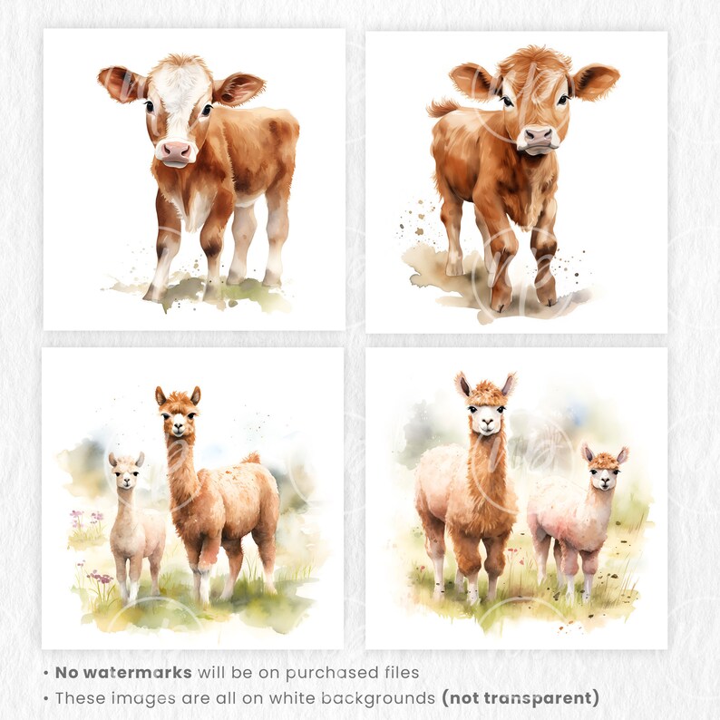 Farm Animals Watercolor Clipart, JPG Bundle, Instant Download, 20 High ...