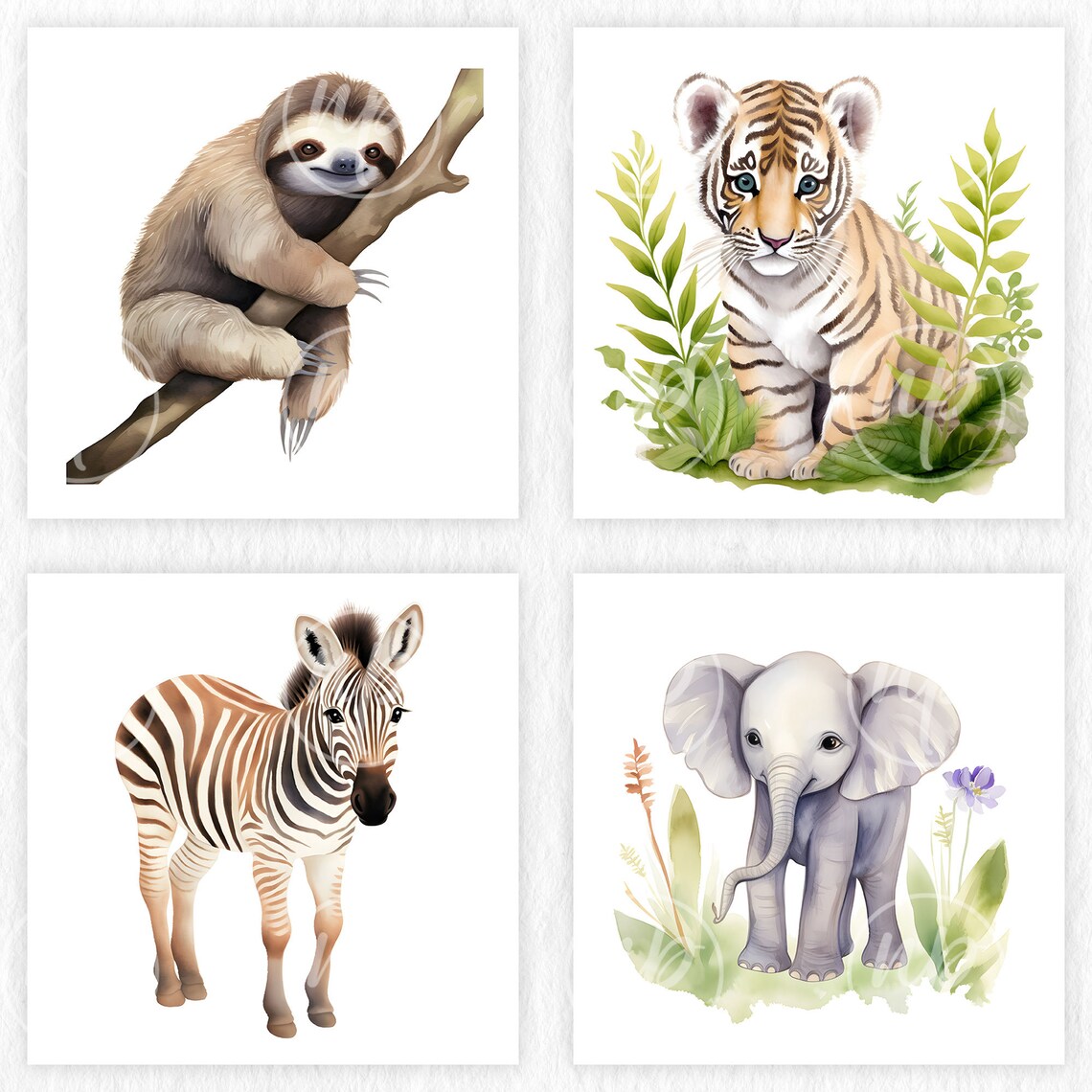 Baby Zoo Animals Watercolor Clipart, JPG Bundle, Instant Download, 20 ...