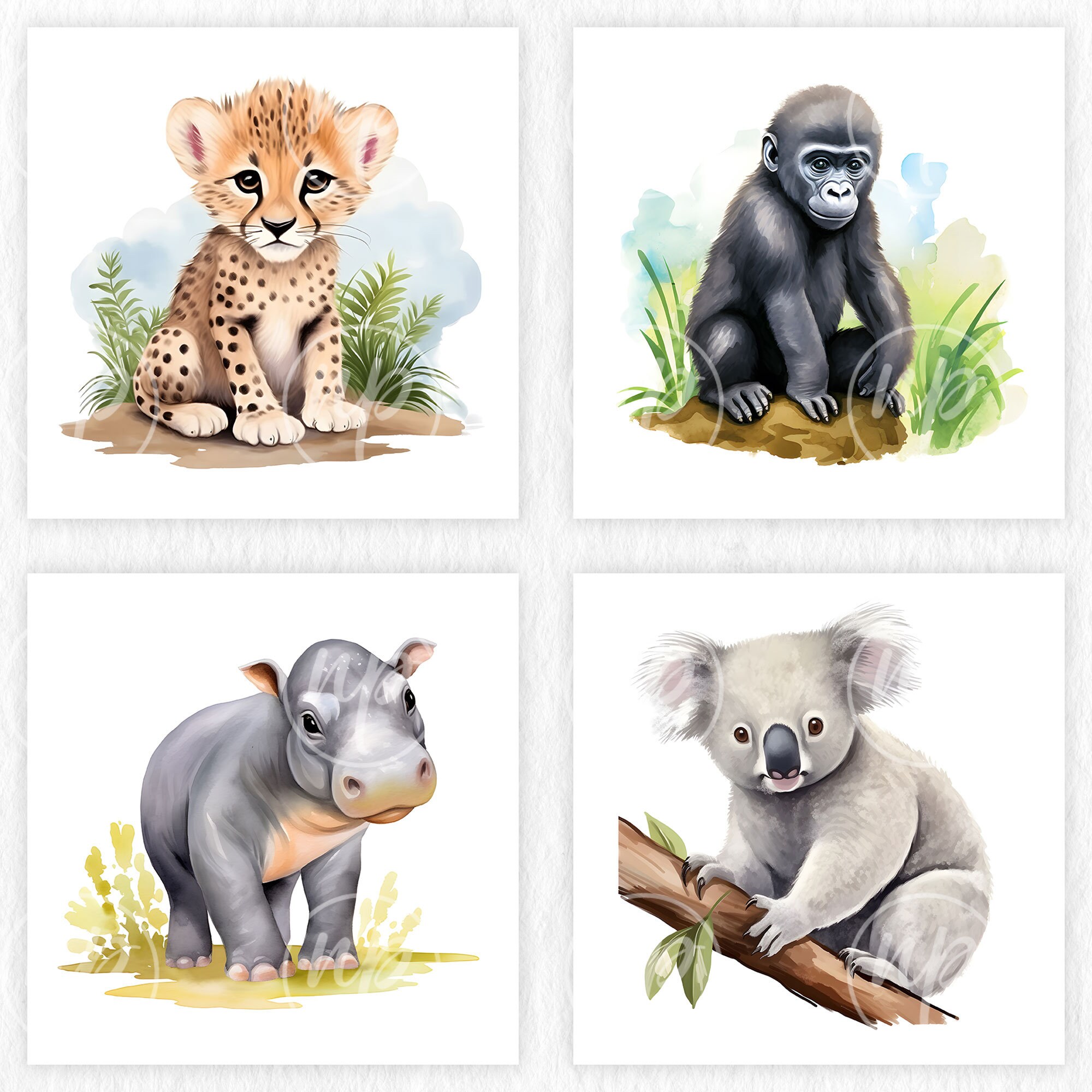 Baby Zoo Animals Watercolor Clipart, JPG Bundle, Instant Download, 20 ...
