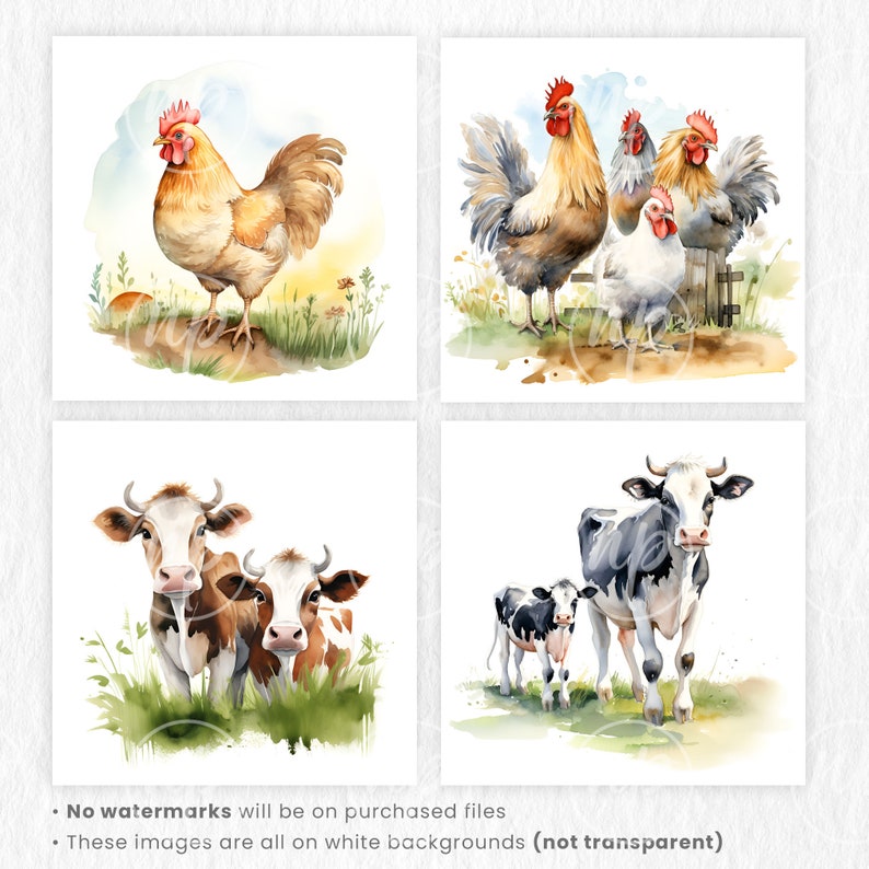 Farm Animals Watercolor Clipart, JPG Bundle, Instant Download, 20 High ...