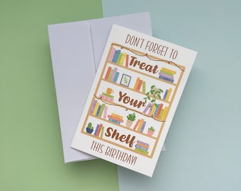 Happy Birthday Bookworm Greeting Card Blank Inside, 4x6 Inches ...