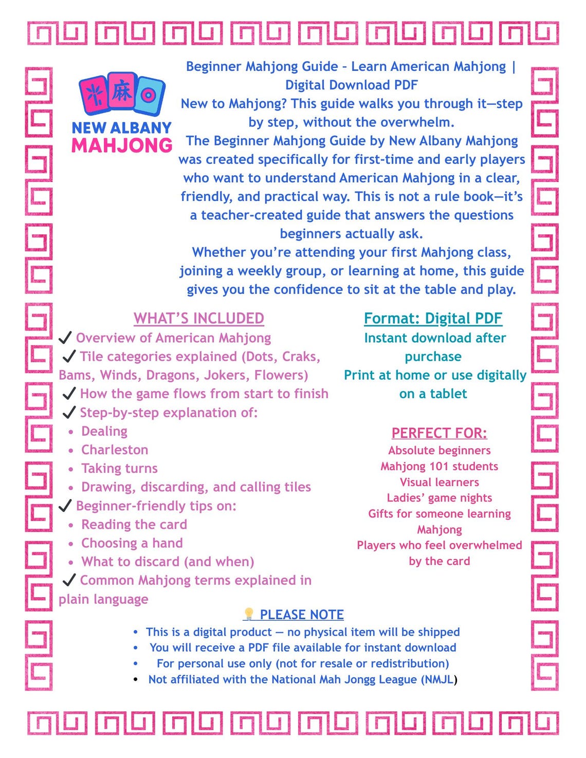 Beginner's Guide to American Mahjong WITH VISUALS – Easy-to-learn PDF ...