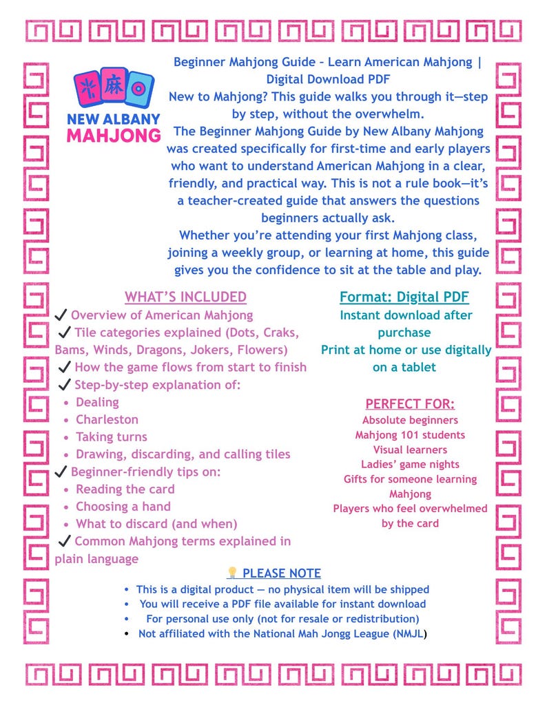 Beginner's Guide to American Mahjong WITH VISUALS – Easy-to-learn PDF ...