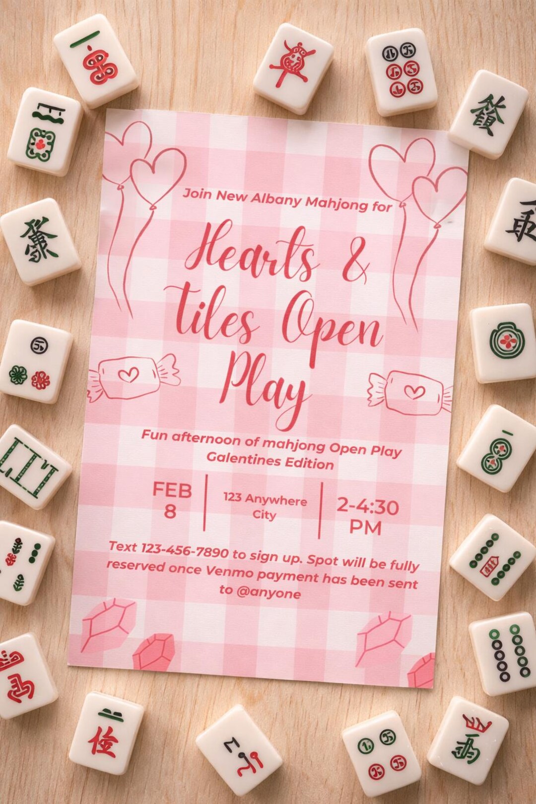Valentines Mahjong Invitation - Digital Download, Printable - Etsy