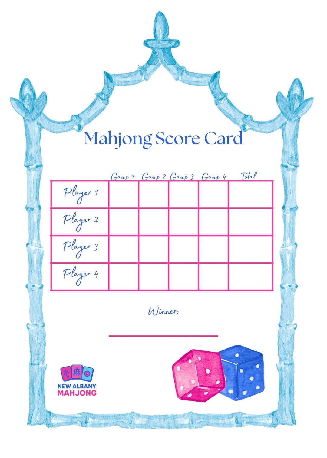 Mahjong Scorecard - Digital Download, Printable - Etsy