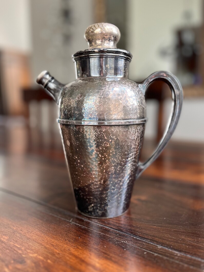 Antique Cocktail Shaker Art Deco Hammered Silver-plated Pairpoint 1930 ...
