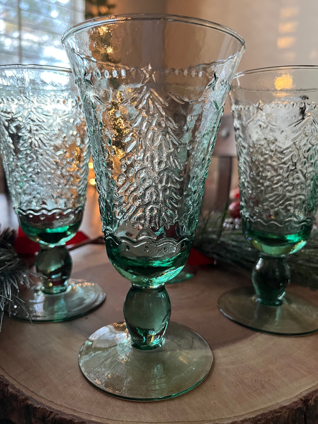 Vintage Green Christmas Tree Goblets by Studio Nova Set of 4 - Etsy