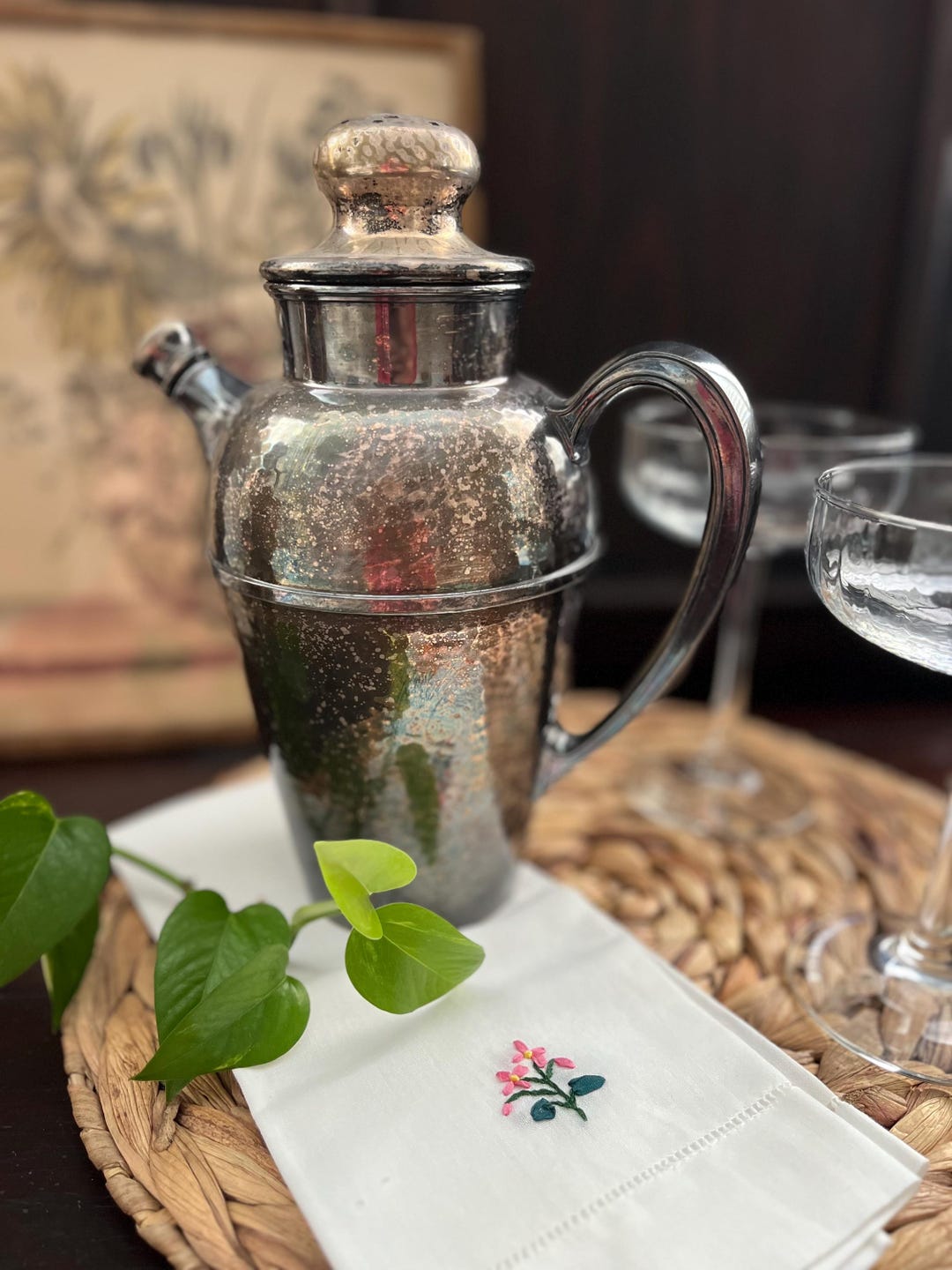 Antique Cocktail Shaker Art Deco Hammered Silver-plated Pairpoint 1930 ...