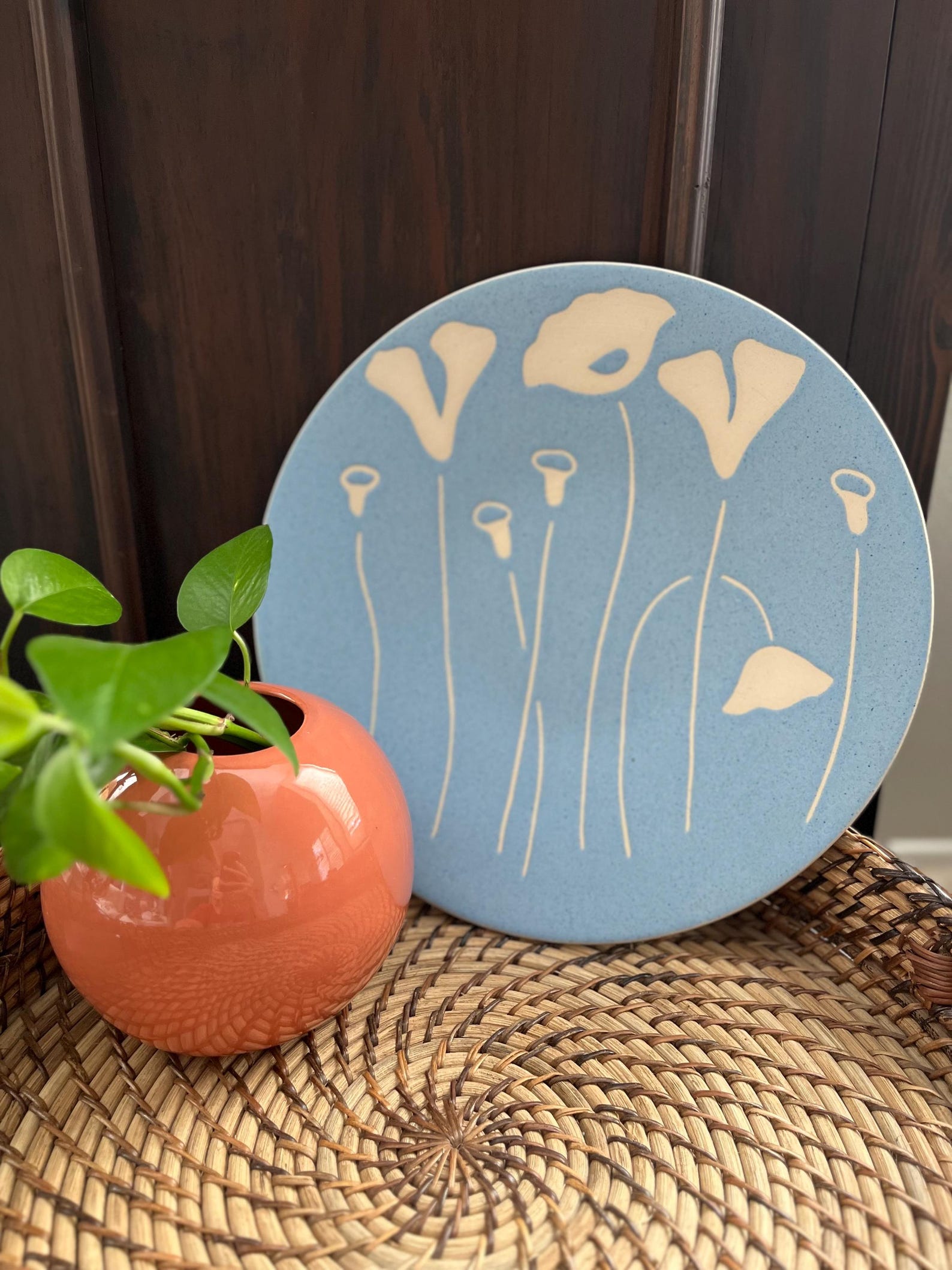 Rare Vintage Large Floral Platter by Silsal Jordan Pottery Studio - Etsy