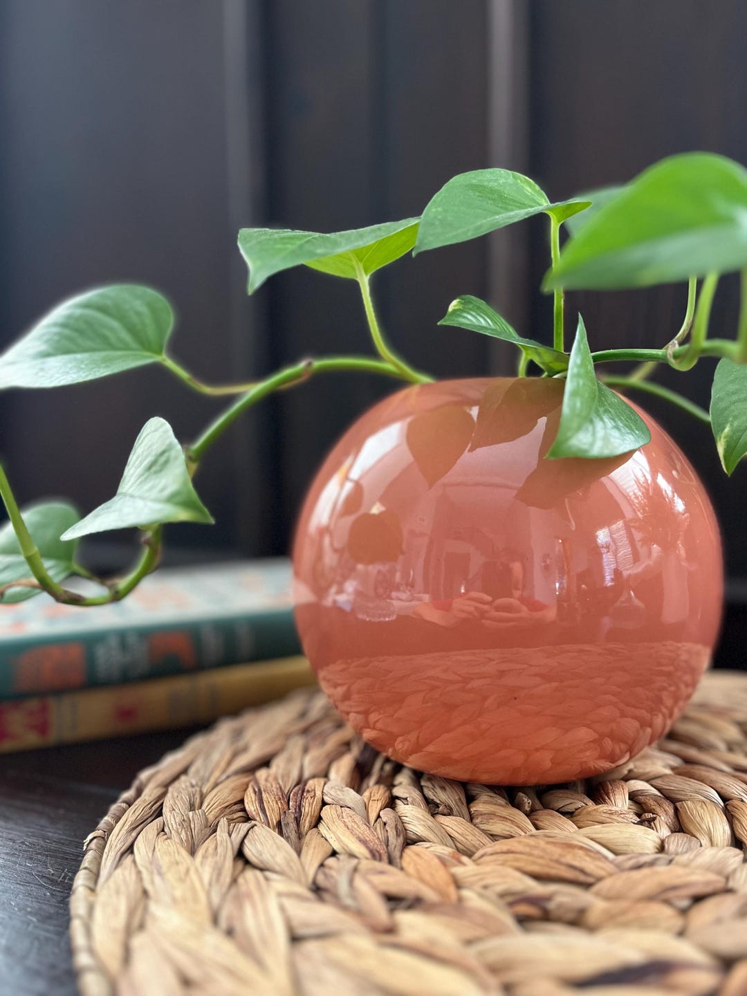 MCM Studio Pottery Orb Vase Glossy Dusty Coral Glaze USA - Etsy