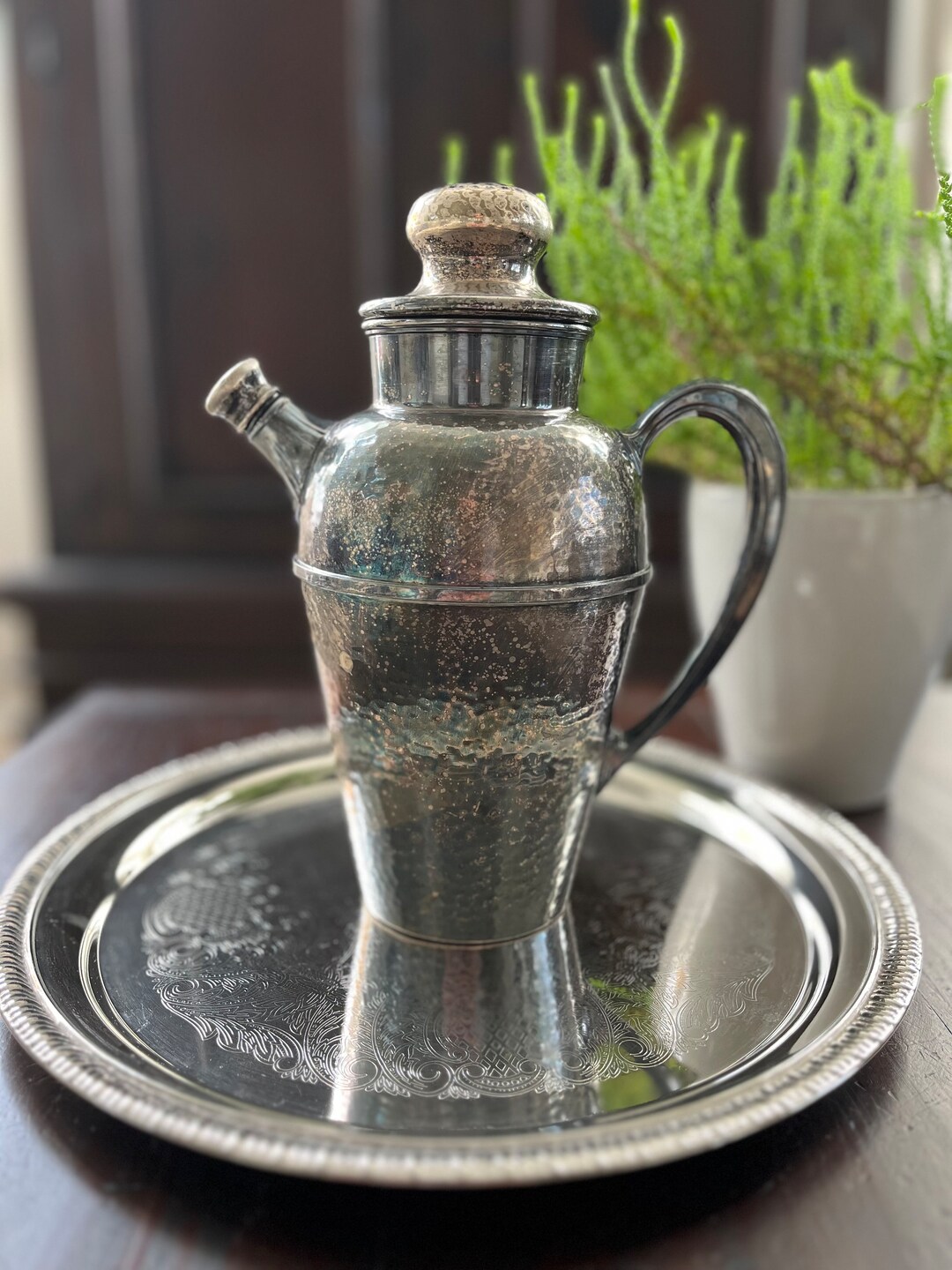 Antique Cocktail Shaker Art Deco Hammered Silver-plated Pairpoint 1930 ...