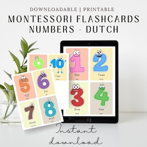Discover Dutch Number Flashcards (1-10) Montessori Educational Material ...