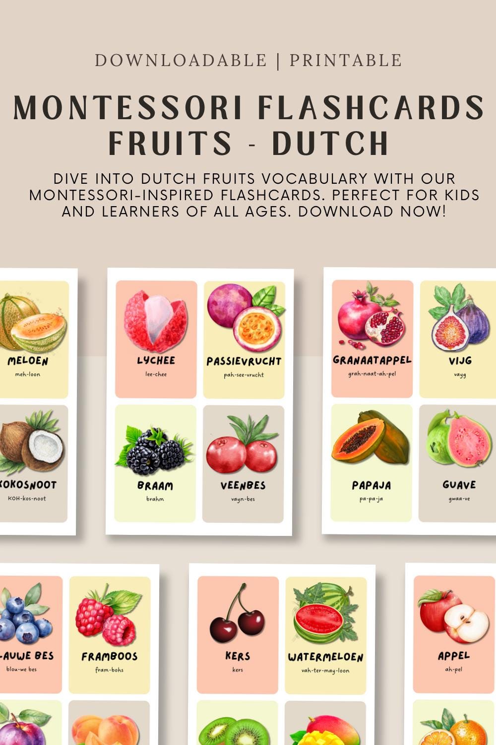 Dutch Fruit Flashcards With Pronunciation | Learn Dutch Fruit Names ...