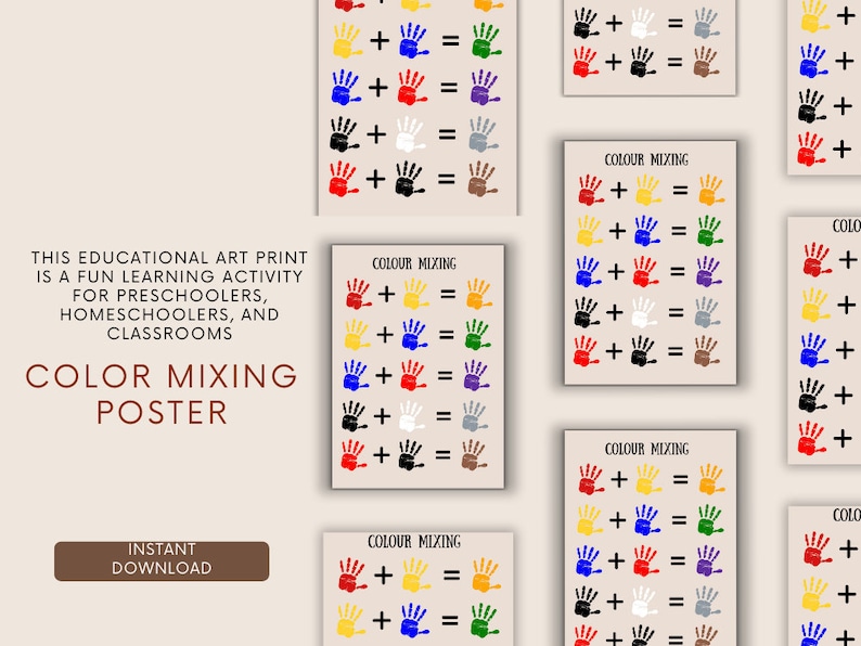 Color Mixing Poster for Kids | Learning Colors Chart | Preschool ...