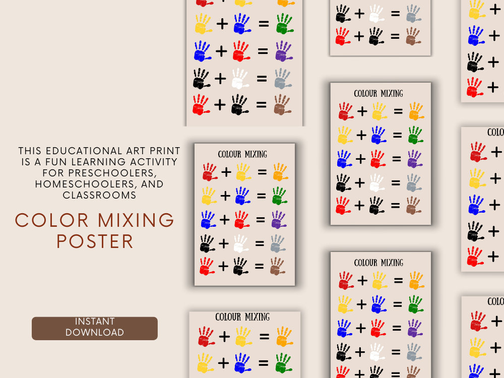 Color Mixing Poster - Digital Download for Kids - Educational Wall Art ...