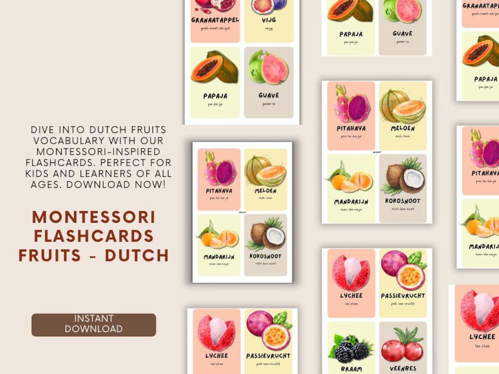 Dutch Fruit Flashcards With Pronunciation Learn Dutch Fruit Names ...