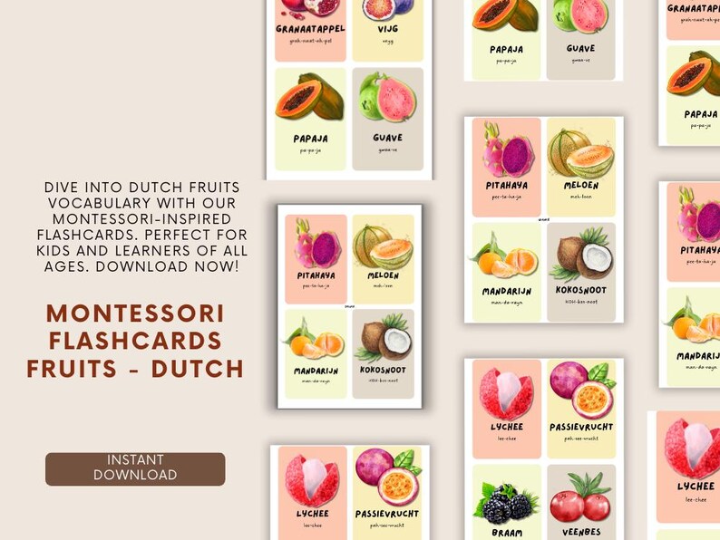 Dutch Fruit Flashcards With Pronunciation Learn Dutch Fruit Names ...