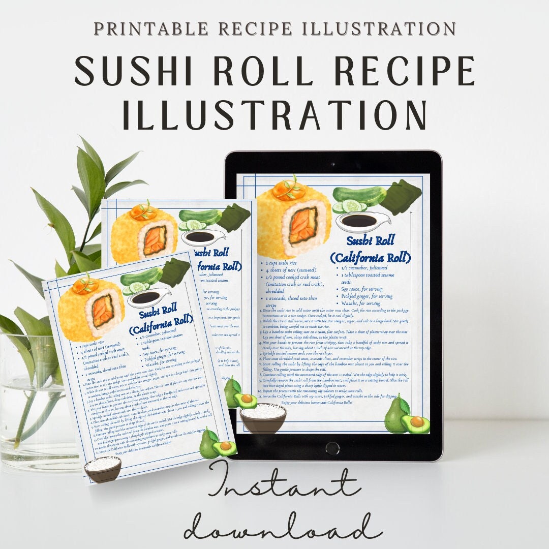 Create Your Own Sushi Masterpiece - Sushi Roll Recipe Card - Etsy