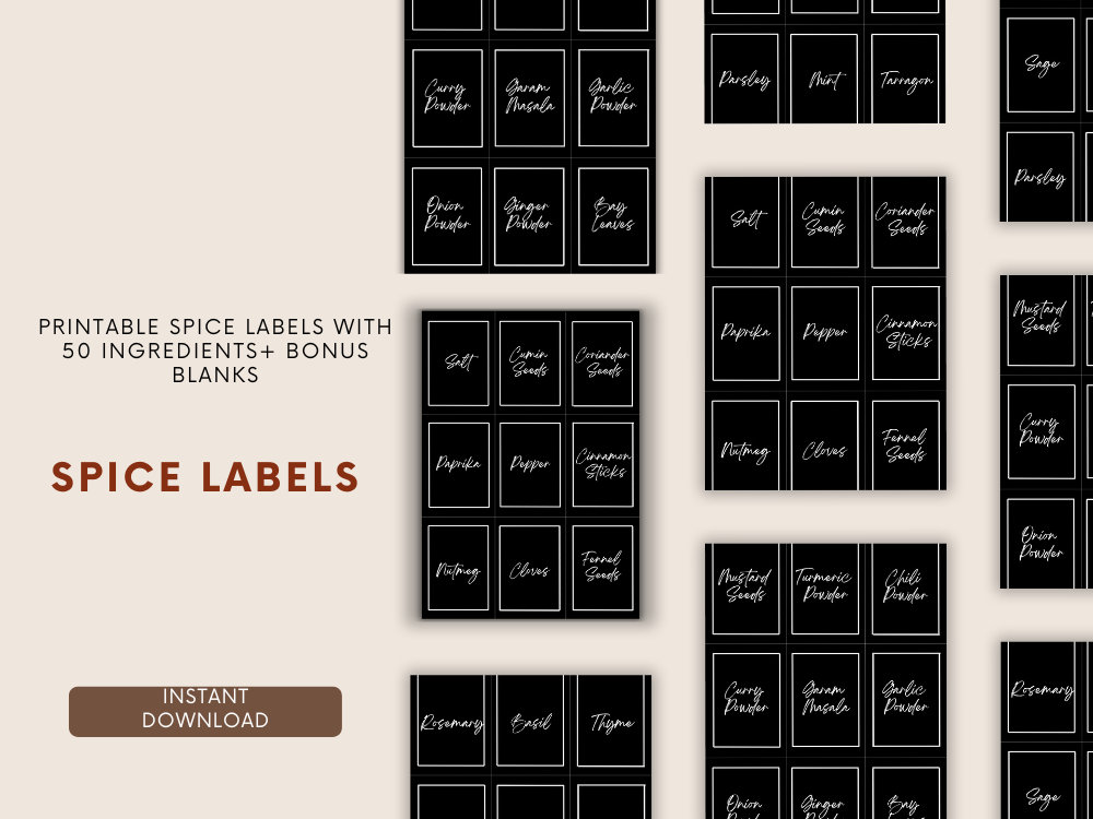 Chalkboard Spice Labels Printable Set of 50 Ingredients With Bonus ...