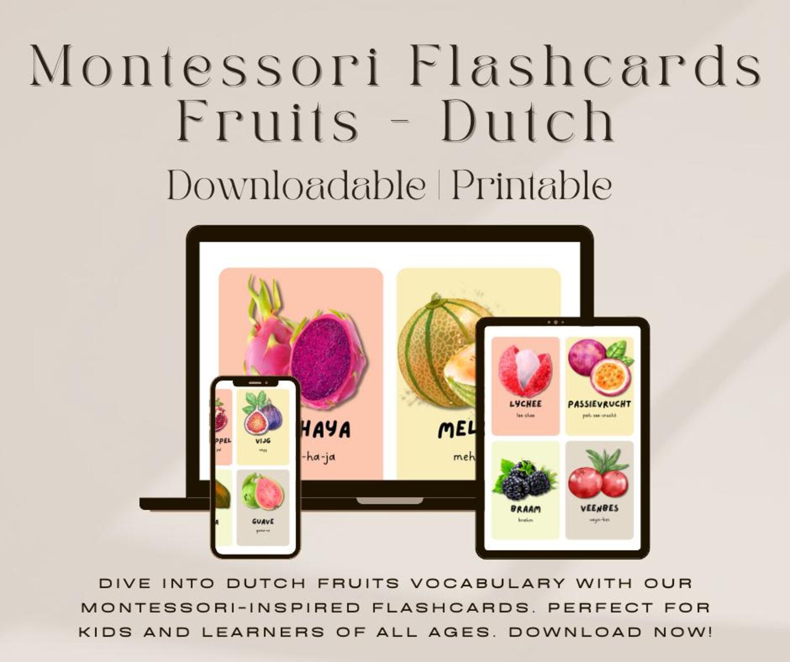 Dutch Fruit Flashcards With Pronunciation | Learn Dutch Fruit Names ...