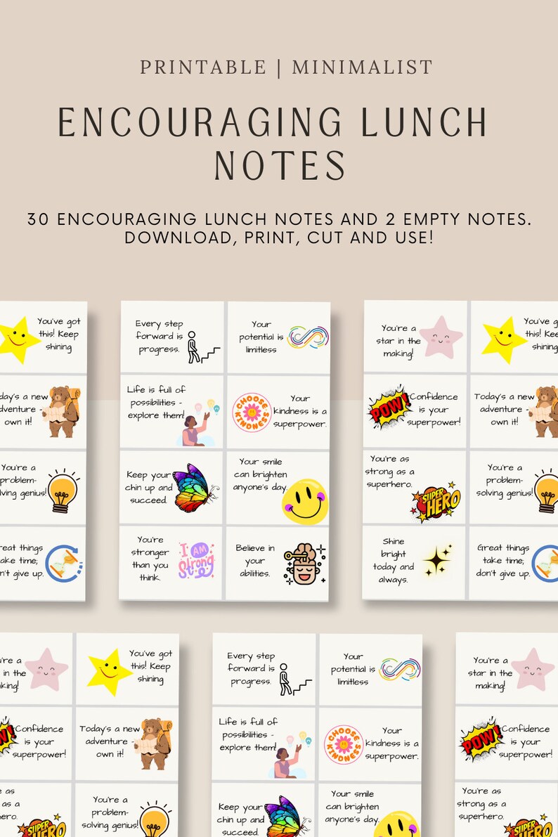 Encouraging Lunchbox Notes (digital Download) - A4, A5, Letter Sizes - Etsy