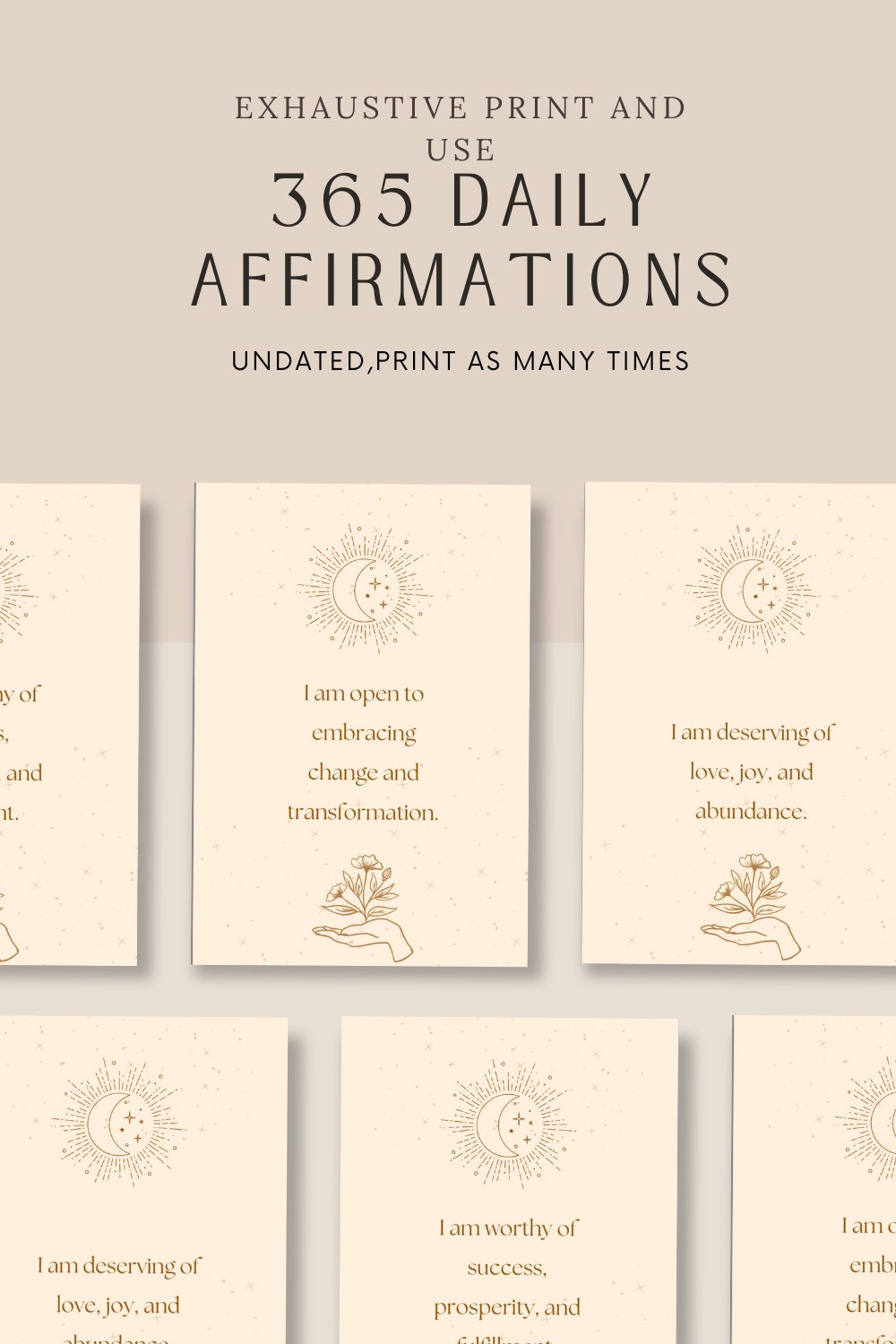 365 Daily Affirmations Printable | Positive Self-care Bundle | Instant ...