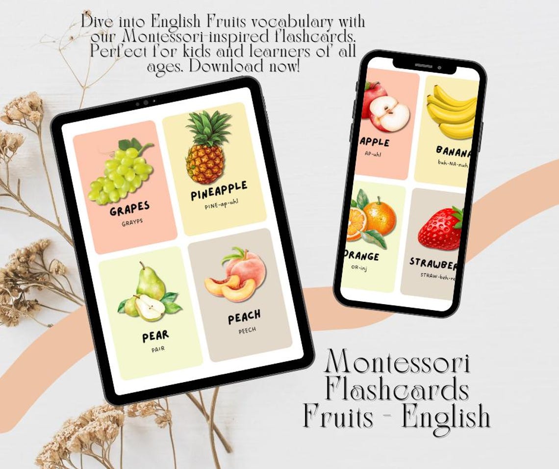 English Fruit Flashcards With Pronunciation | Learn Fruit Names in ...