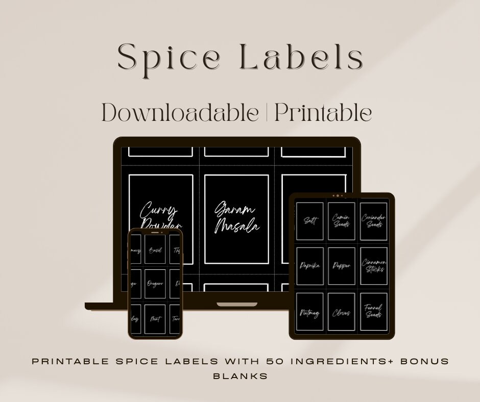 Chalkboard Spice Labels Printable Set of 50 Ingredients With Bonus ...