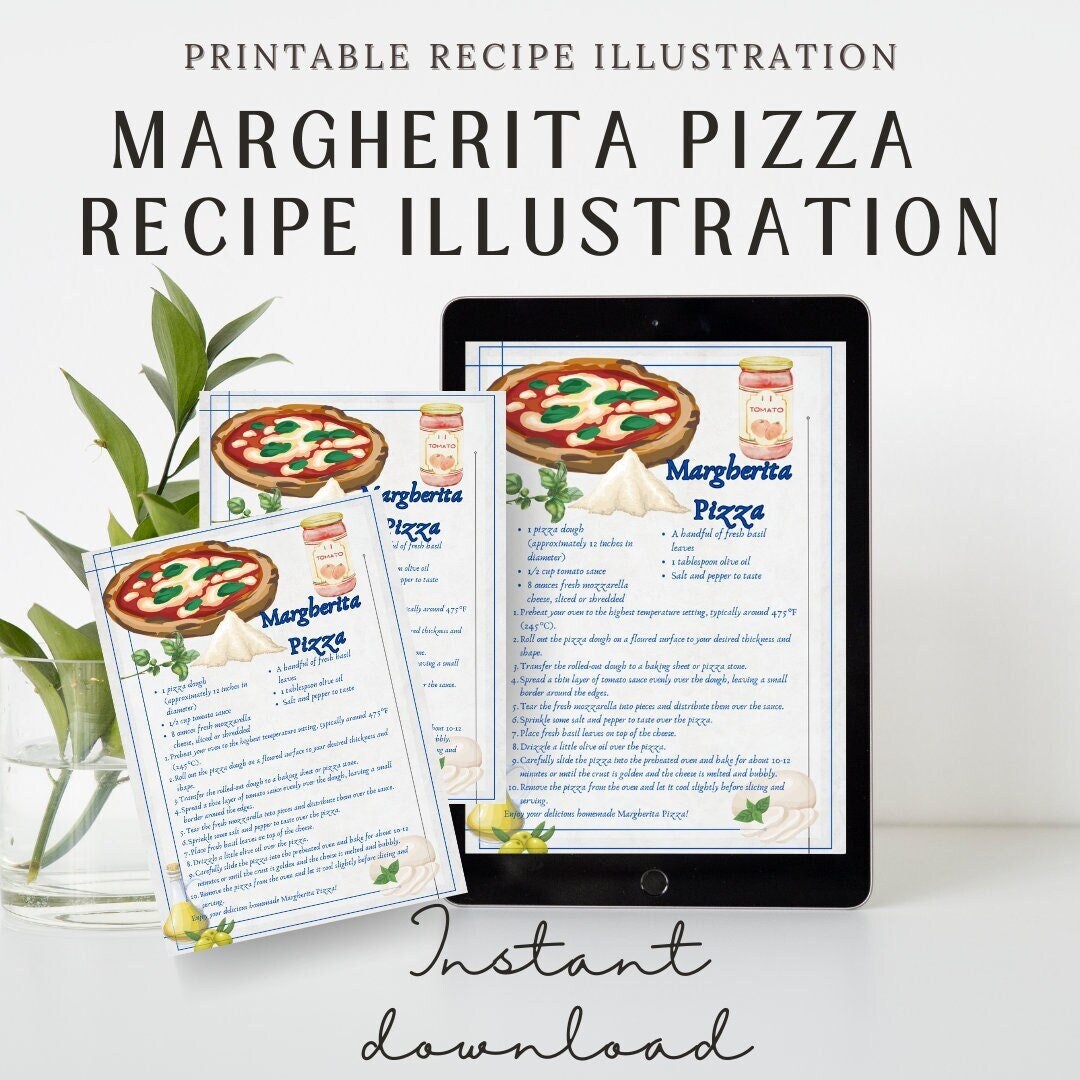 Classic Margherita Pizza Recipe Card - A Slice of Italian Tradition! - Etsy
