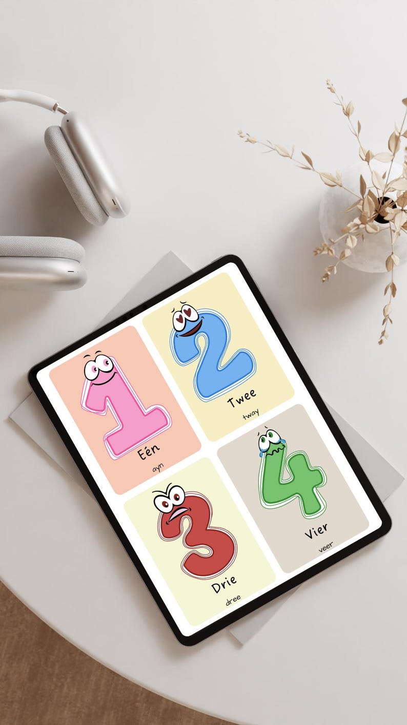 Discover Dutch Number Flashcards (1-10) Montessori Educational Material ...