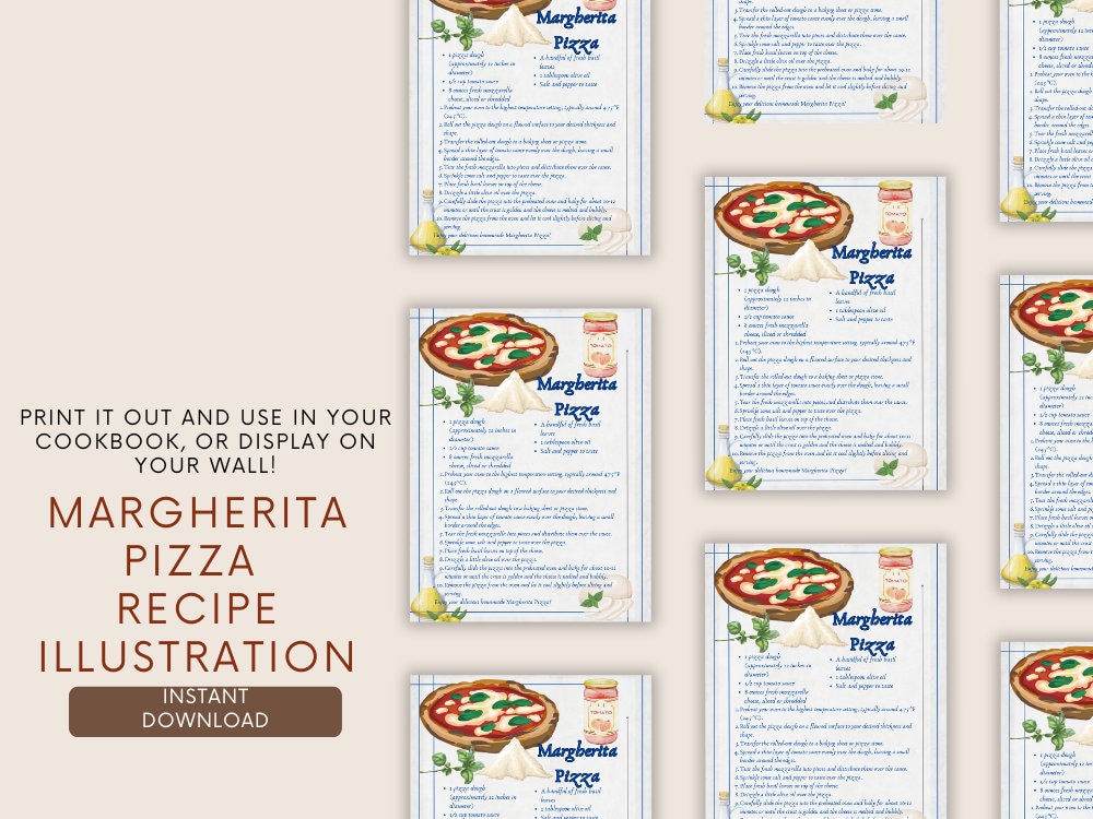 Classic Margherita Pizza Recipe Card - A Slice of Italian Tradition! - Etsy
