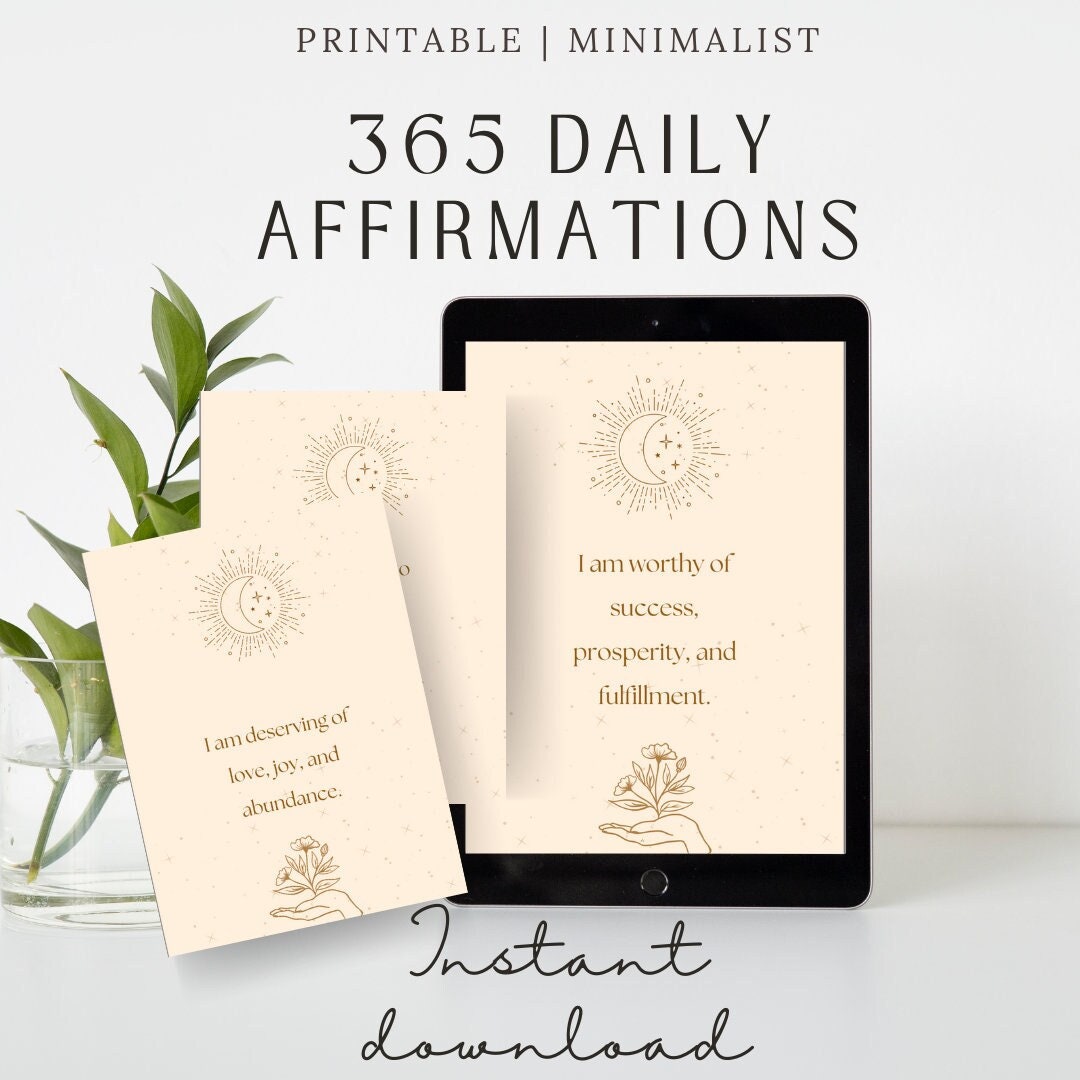 365 Daily Affirmations Printable | Positive Self-care Bundle | Instant ...