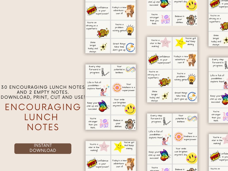 Encouraging Lunchbox Notes (digital Download) - A4, A5, Letter Sizes - Etsy