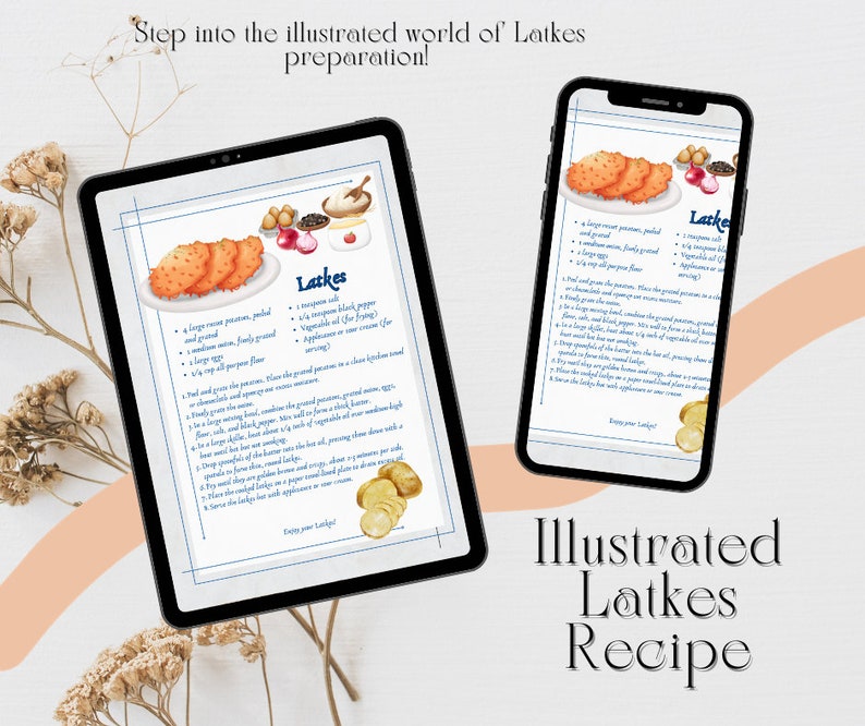 Illustrated Latkes Recipe - Digital Artwork - Etsy