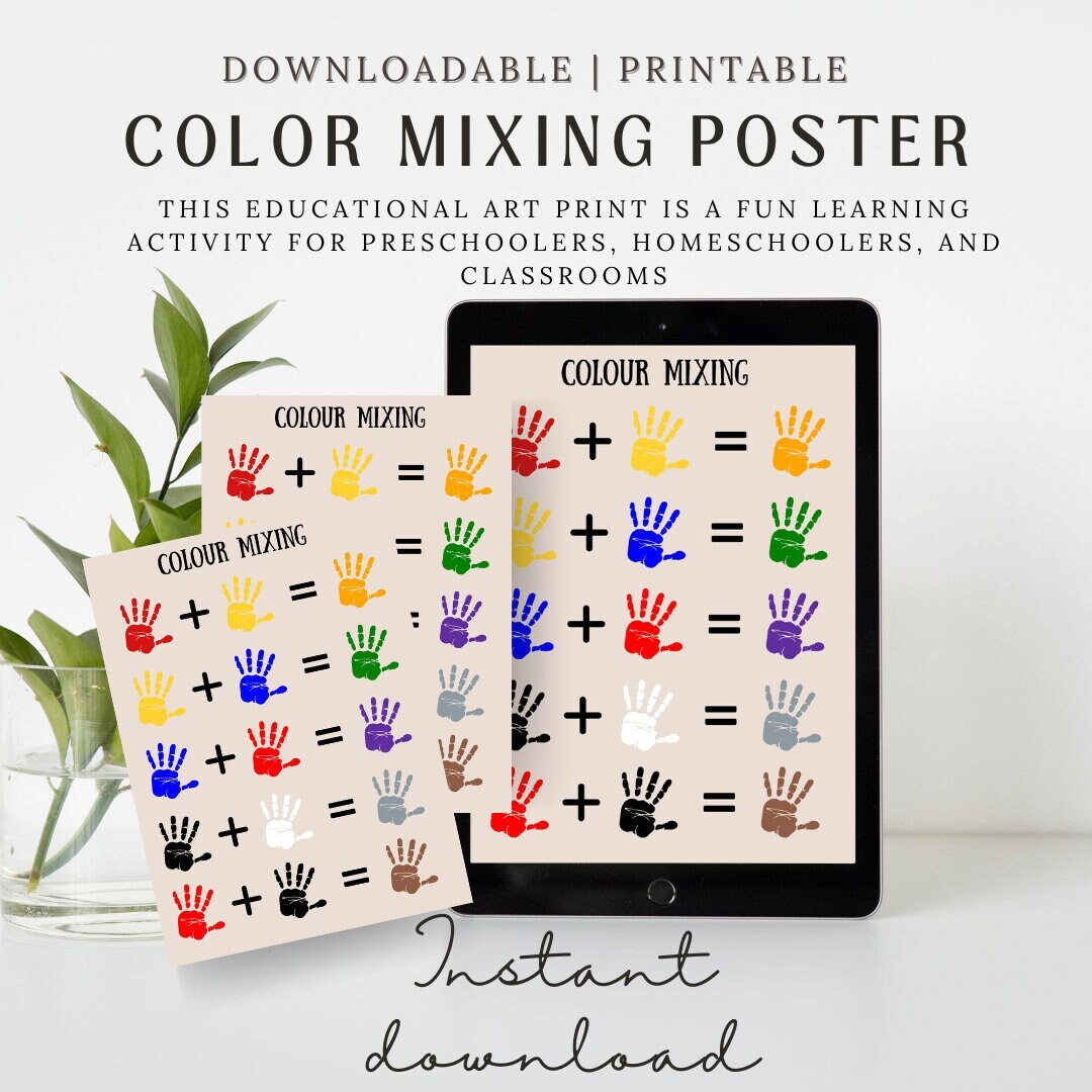 Color Mixing Poster Digital Download for Kids Educational Wall Art Fun ...