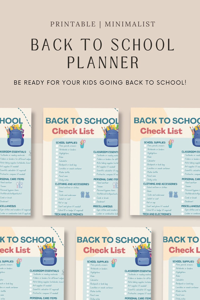 Printable Back to School Checklist | Instant Download | Stay Organized ...