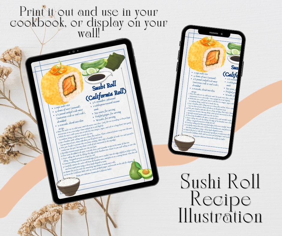 Create Your Own Sushi Masterpiece - Sushi Roll Recipe Card - Etsy