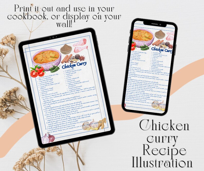 Chicken Curry Recipe Card - Authentic Indian Food With Illustrated ...