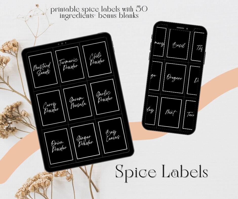 Chalkboard Spice Labels Printable Set of 50 Ingredients With Bonus ...
