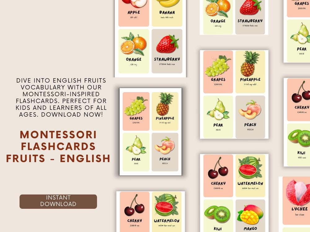 English Fruit Flashcards With Pronunciation | Learn Fruit Names in ...