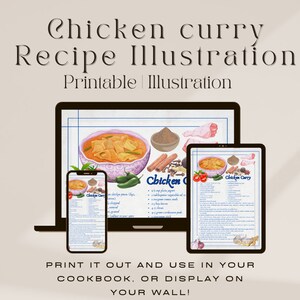 Chicken Curry Recipe Card - Authentic Indian Food With Illustrated ...