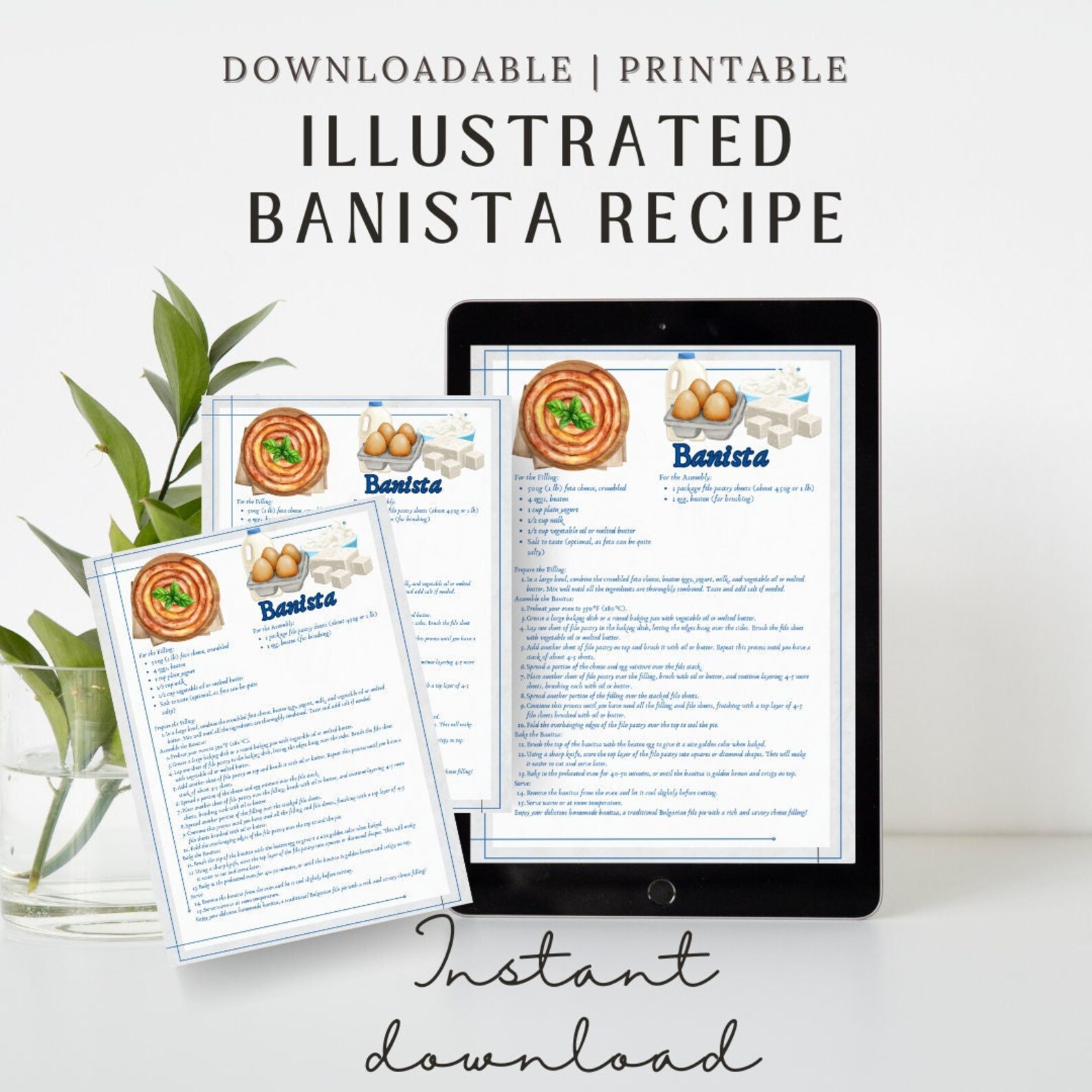 Illustrated Banitsa Recipe Card - Authentic Bulgarian Cuisine Guide ...