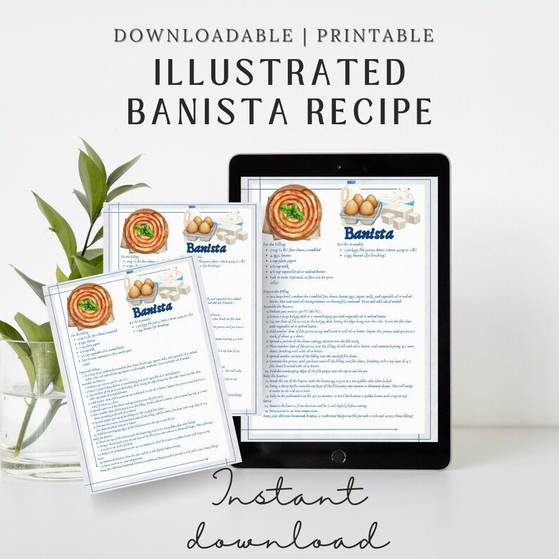 Illustrated Banitsa Recipe Card - Authentic Bulgarian Cuisine Guide ...