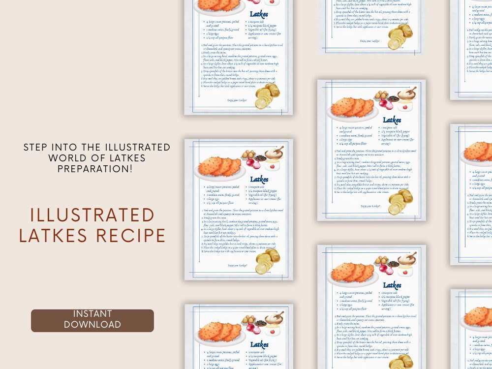 Illustrated Latkes Recipe - Digital Artwork - Etsy