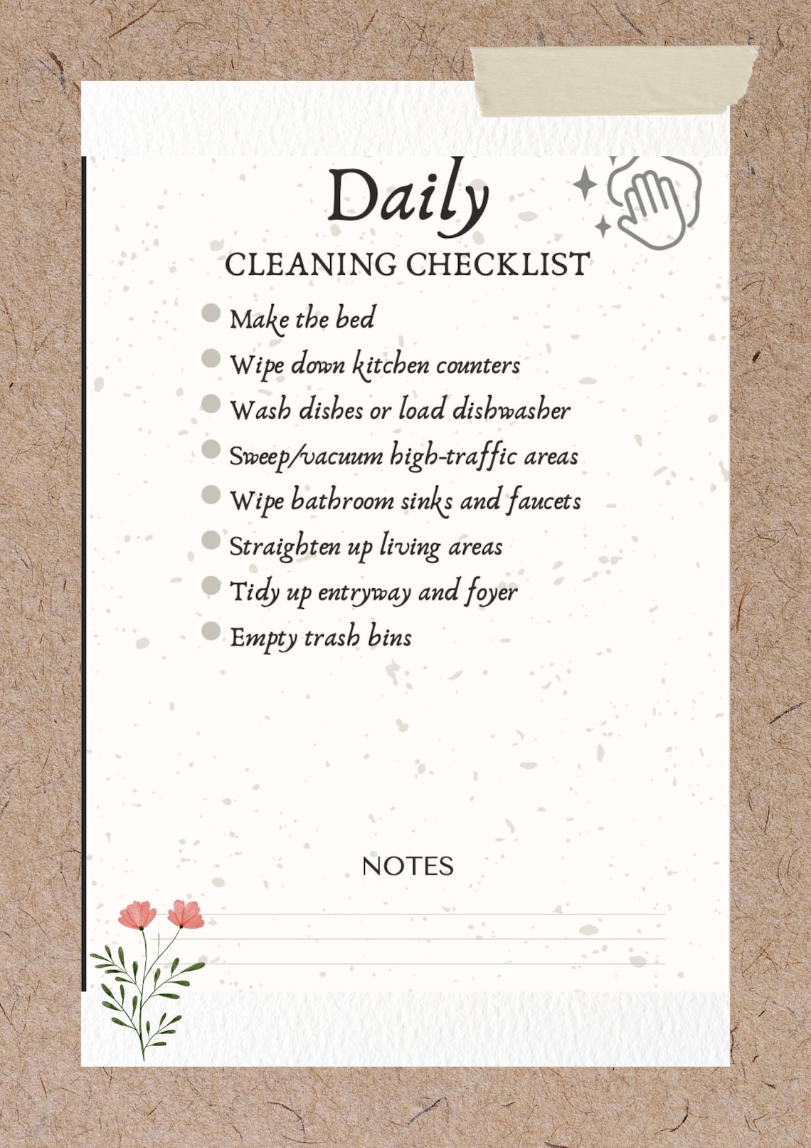 Printable Cleaning Checklist Stay Organized With Daily, Weekly, and ...