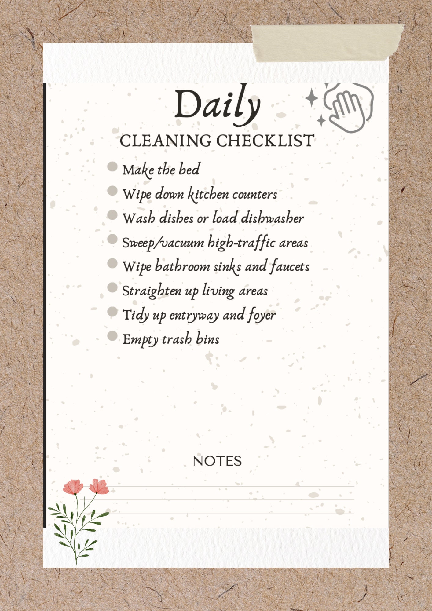 Printable Cleaning Checklist Stay Organized With Daily, Weekly, and ...