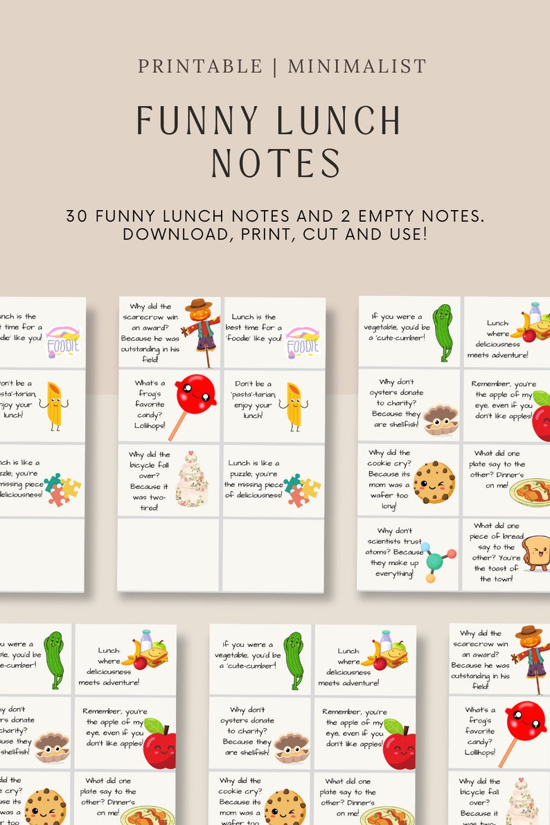 Funny Lunchbox Notes Digital Download (A4, A5, Letter) - Etsy