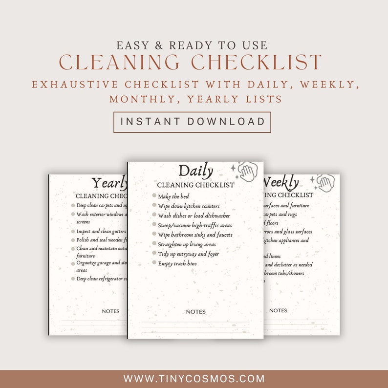 Printable Cleaning Checklist - Stay Organized With Daily, Weekly, and ...