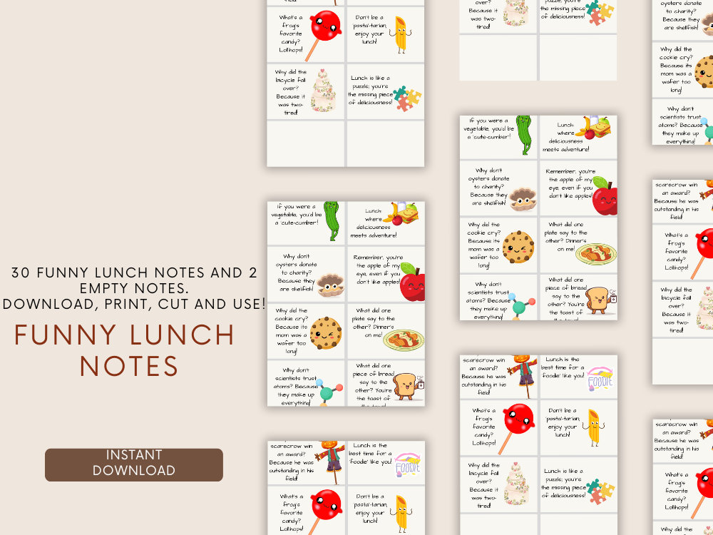 Funny Lunchbox Notes Digital Download (A4, A5, Letter) - Etsy