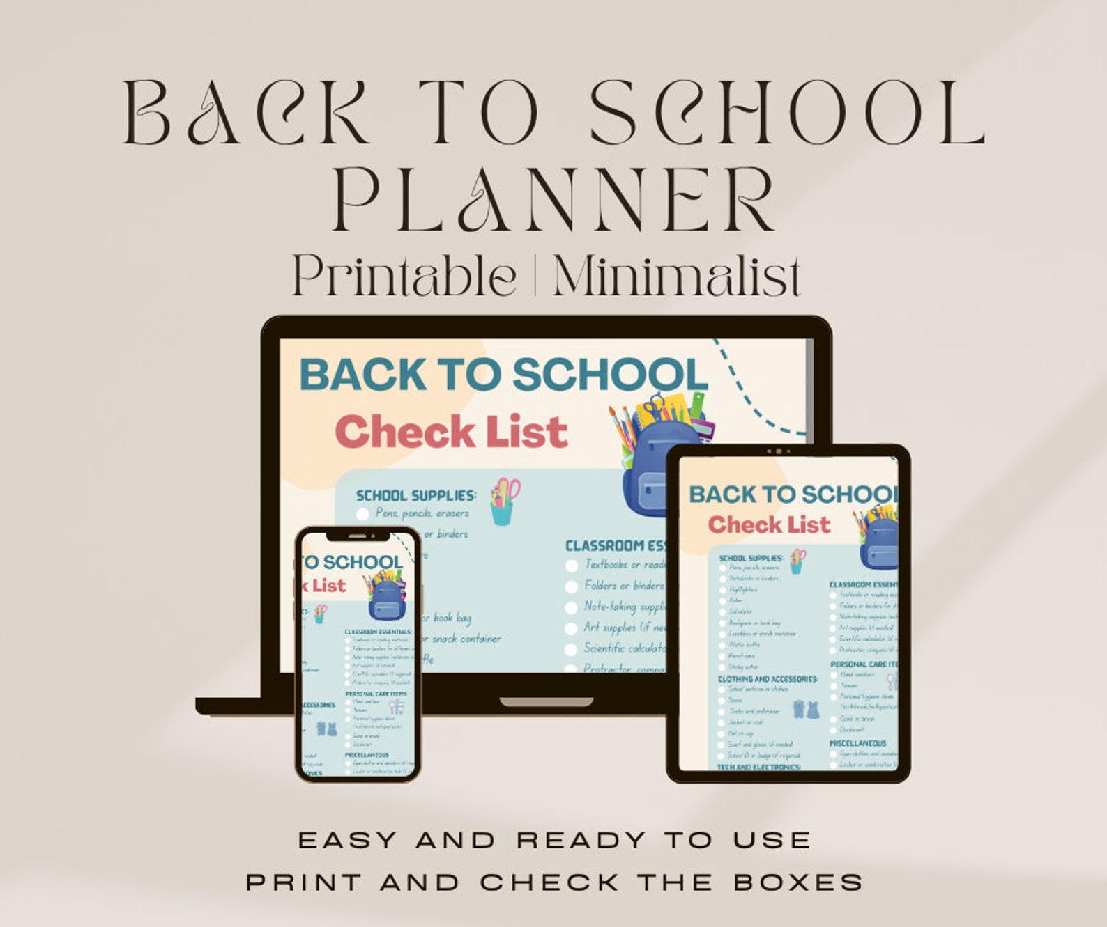 Printable Back to School Checklist | Instant Download | Stay Organized ...